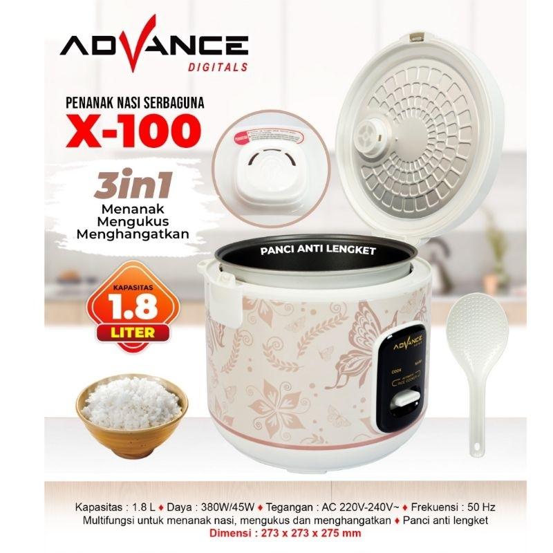 Jual Rice Cooker Advance X-100 3IN1 Penanak Nasi Serbaguna Kapasitas 1 ...
