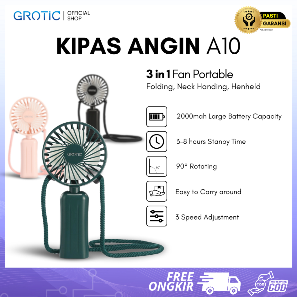 Jual GROTIC Kipas Angin Mini Portable Kipas Tangan Lipat Genggam ...
