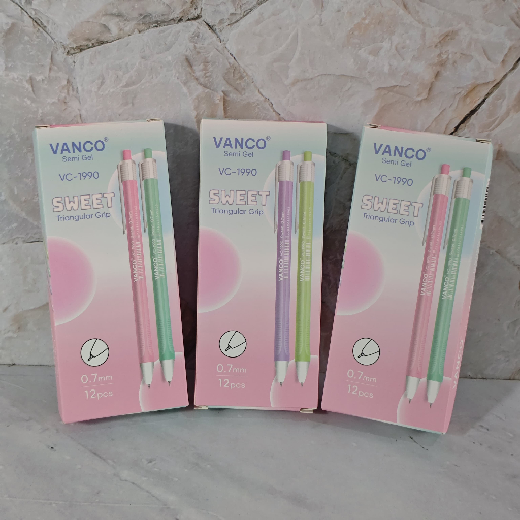 Jual SELUSIN ( 12 PCS ) Pulpen Cetekan Segitiga Vanco VC-1980 / VC-1990 ...