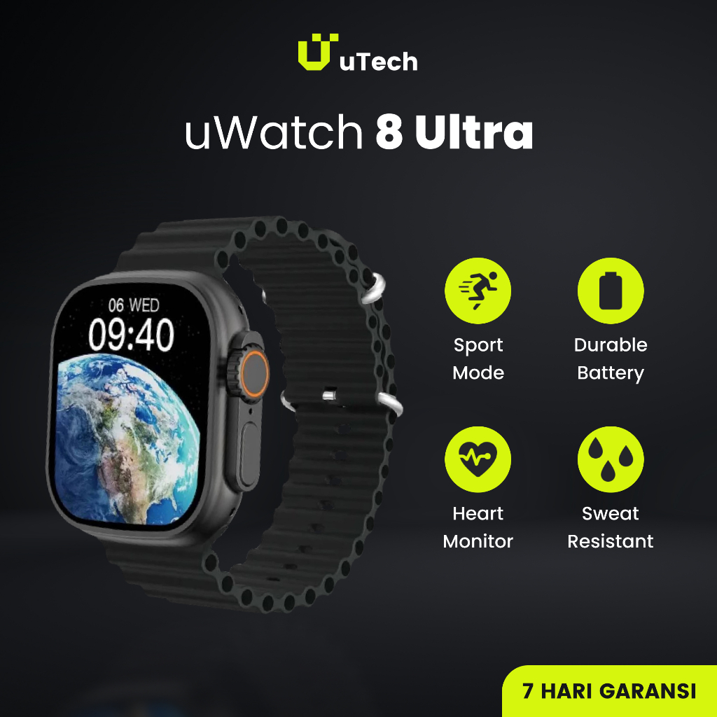 Jual [BEST SELLER] uWatch Smartwatch Series 8 Ultra - Layar Besar NFC Bluetooth IP67 Tahan Air ...