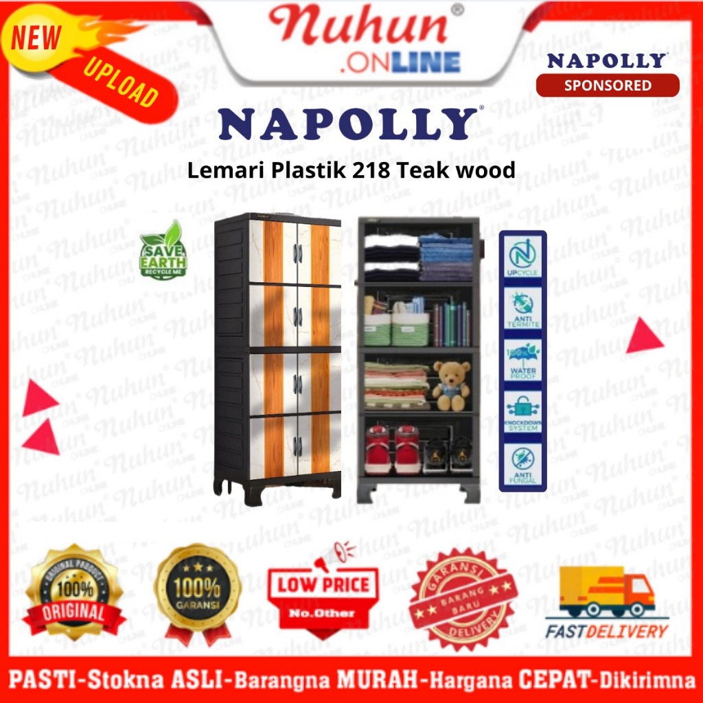 Jual Napolly Lemari Plastik 218 Teak Wood 4 Susun | Shopee Indonesia