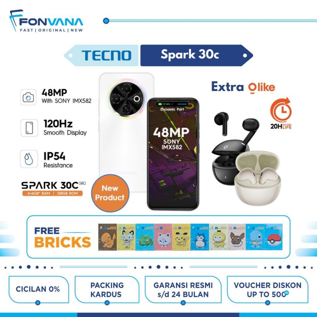 Jual TECNO Spark 30c 6/128GB 120Hz Display, Sony 48MP Camera, Helio G81 ...