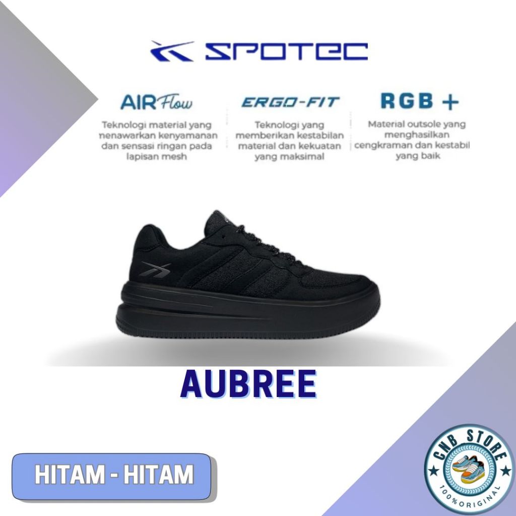 Jual SPOTEC Sepatu SNEAKER Art AUBREE-Hitam/Hitam | Shopee Indonesia