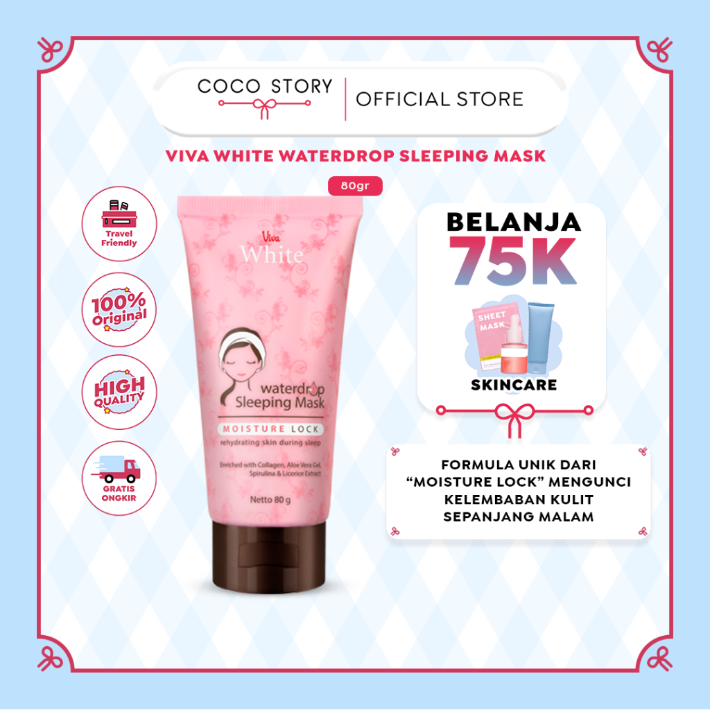 Jual Viva White Waterdrop Sleeping Mask with Collagen, Aloe Vera Gel ...