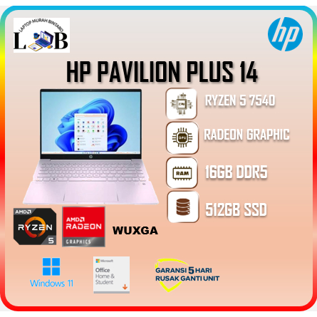 Jual hp pavilion plus 14 ryzen 5 7540 16GB 512GB W11+OHS 14.0wuxga ...
