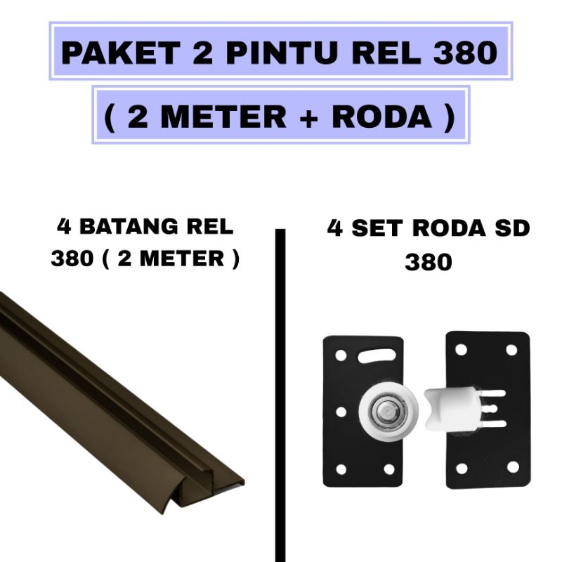Jual [ 2 Pintu + Roda ] Paket | 4 Rel Timbul 380 Lenaga 2 M + 4 Set Roda SD-380 Pintu Lemari ...