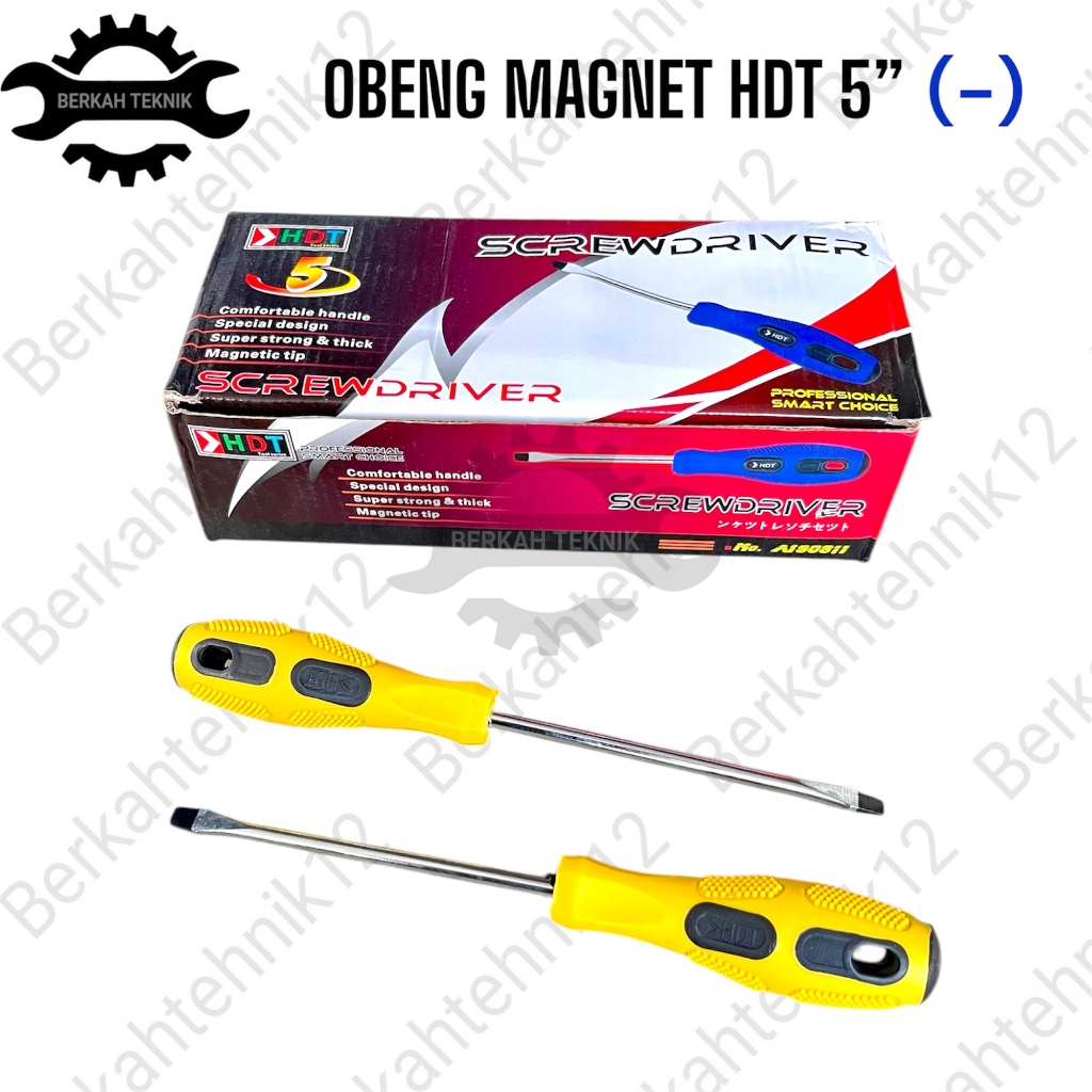 Jual HDT Obeng Magnet Minus - Panjang 5 inch Obeng Listirk Gagang Karet ...