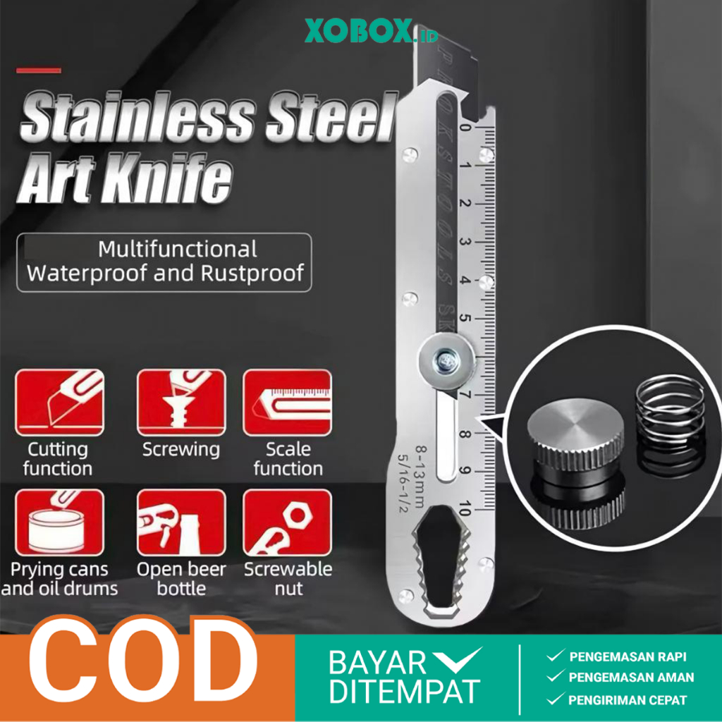 Jual Cutter Pisau Stainless Anti Karat 9in1 Pisau Cutter Tajam ...