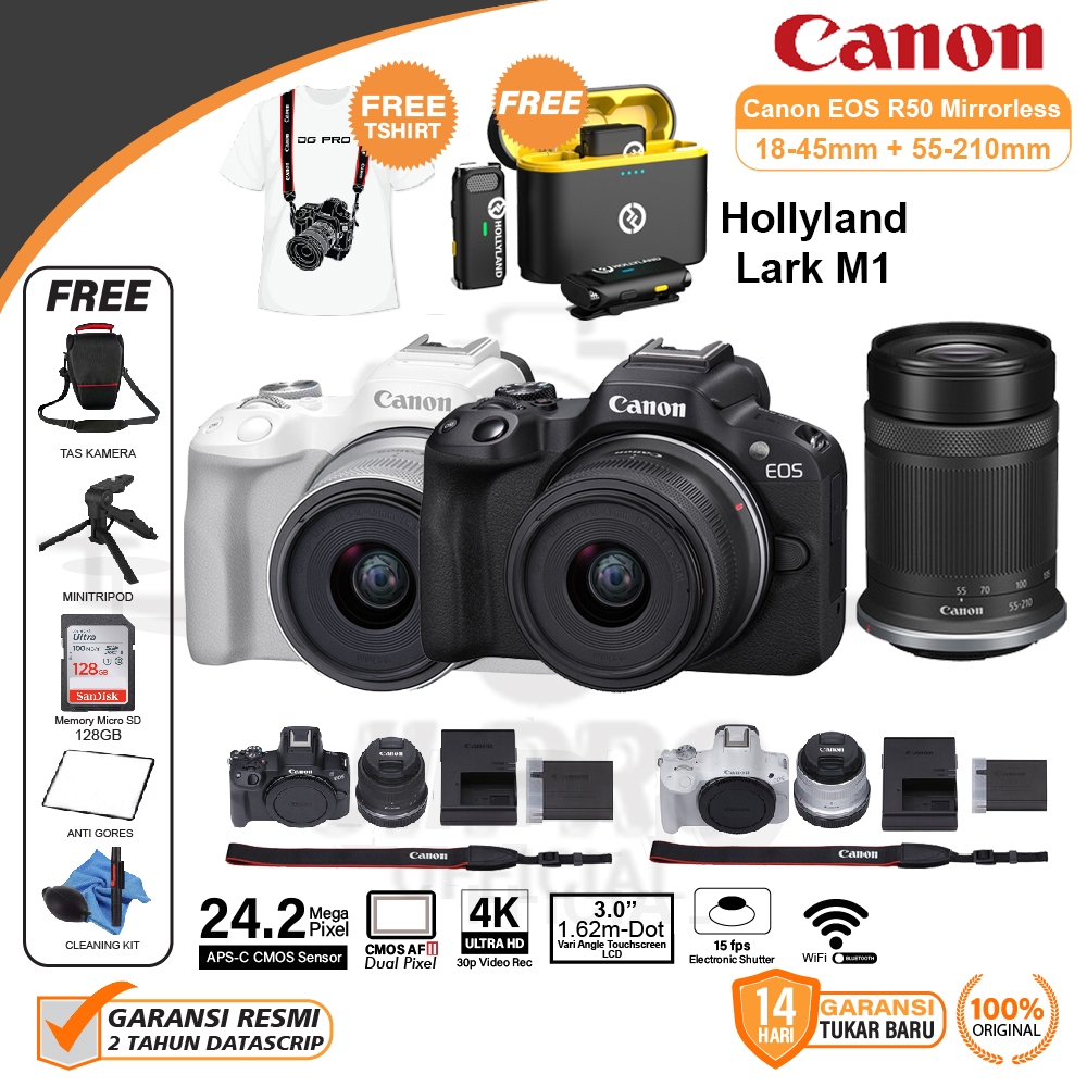 Jual Canon EOS R50 kit 18-45mm + 55-210mm Mirrorless Camera EOS R 50 Original Resmi | Shopee ...