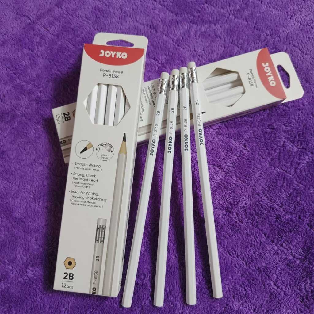 Jual (1PACK=12PCS) Pensil Joyko P-8138 2B(PUTIH) | Shopee Indonesia