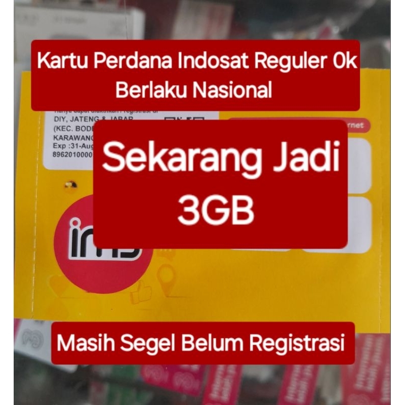 Jual Kartu Perdana Indosat Reguler 3GB 30Hari Nasional || SP Indosat ...