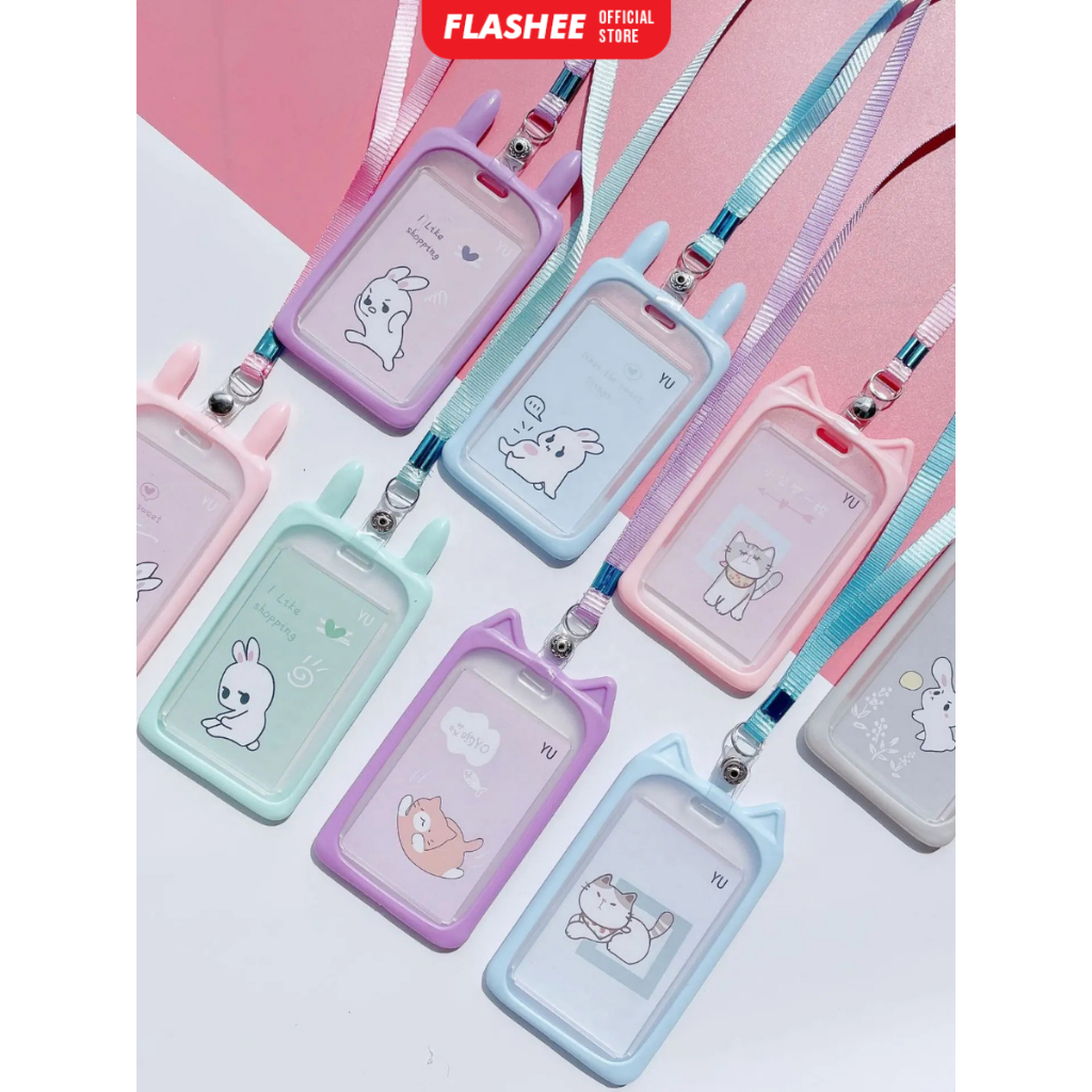 Jual Flashee Lanyard Gantungan Tali Kartu Motif Kucing Kelinci Name Tag ...