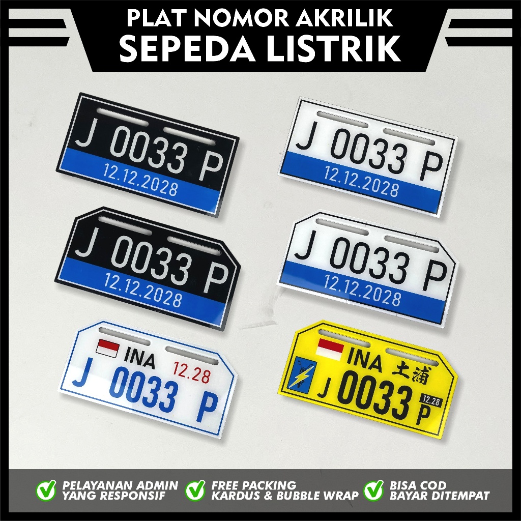 Jual PLAT Nomor Sepeda Listrik Bahan Akrilik 1 Hari Jadi Bisa Custom ...