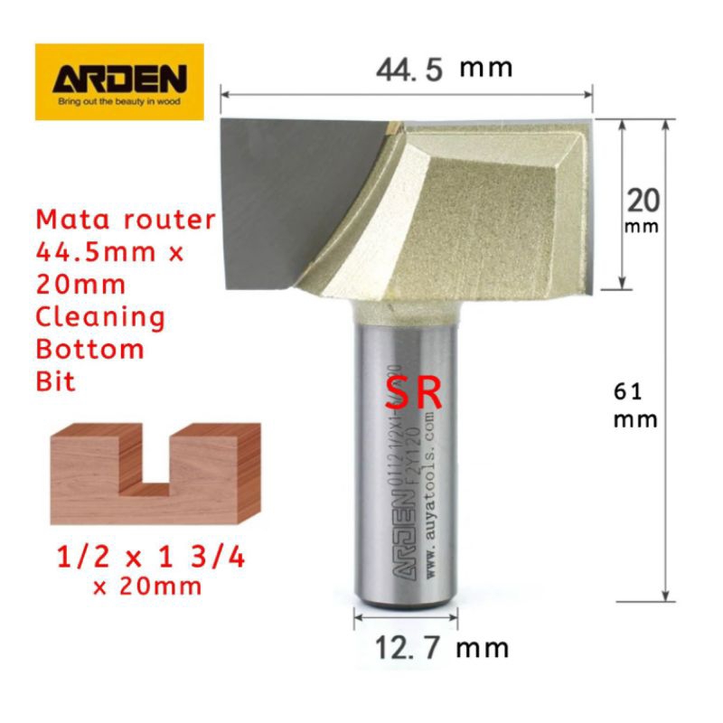 Jual Mata Router/ Profil 44 mm × 20 mm As 1/2 Cleaning Bottom Bits Merk ...