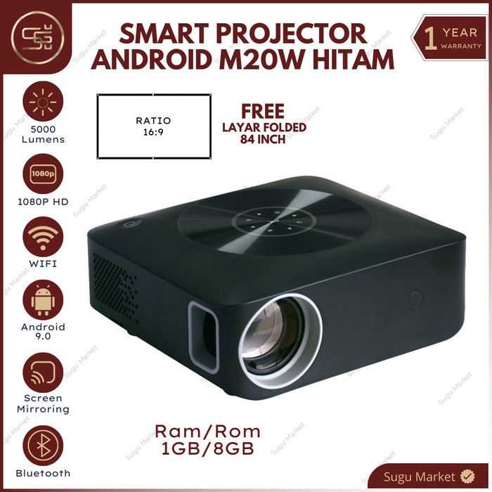 Jual Proyektor M20W Android 9 / Projector Full HD 1080P Android Wifi ...
