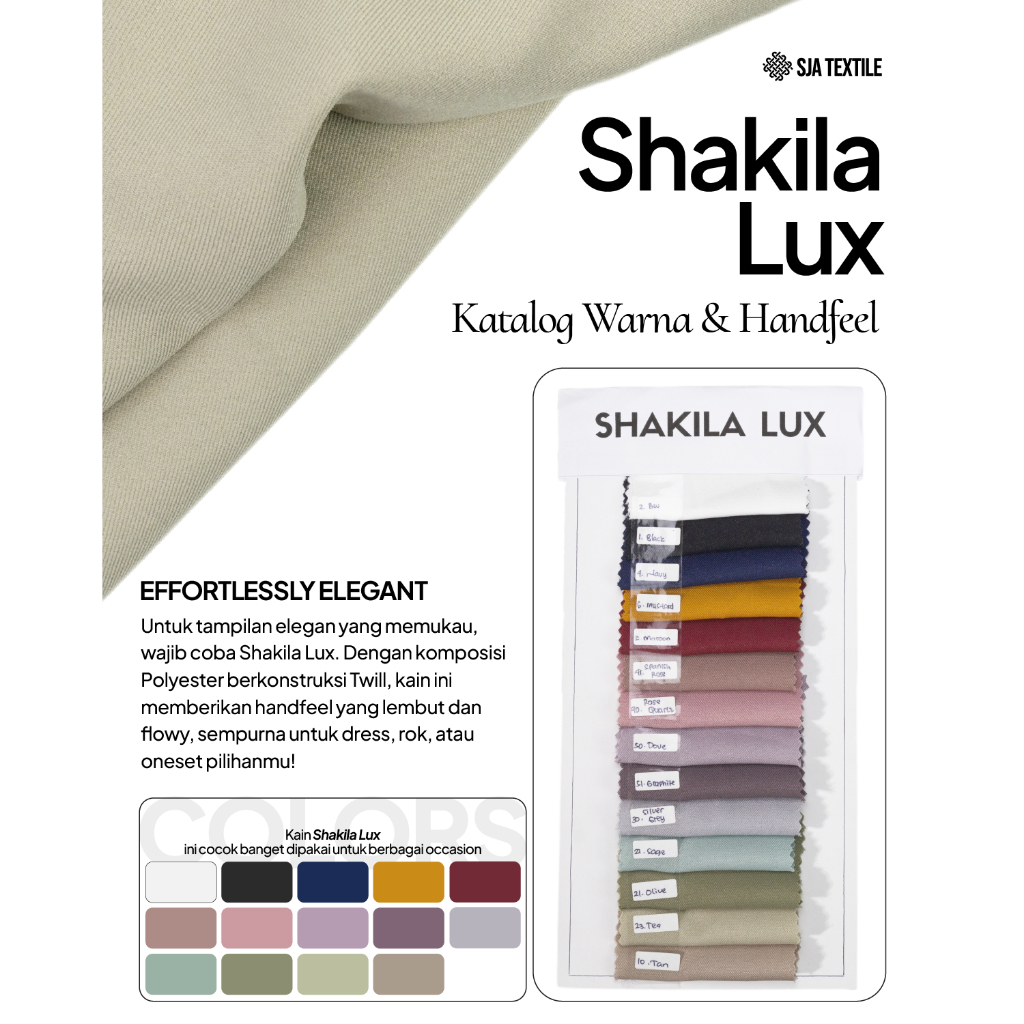 Jual Katalog Kain Shakila Lux by SJA Textile / Catalog Kain Polyester Kain Twill Flowy Catalogue ...
