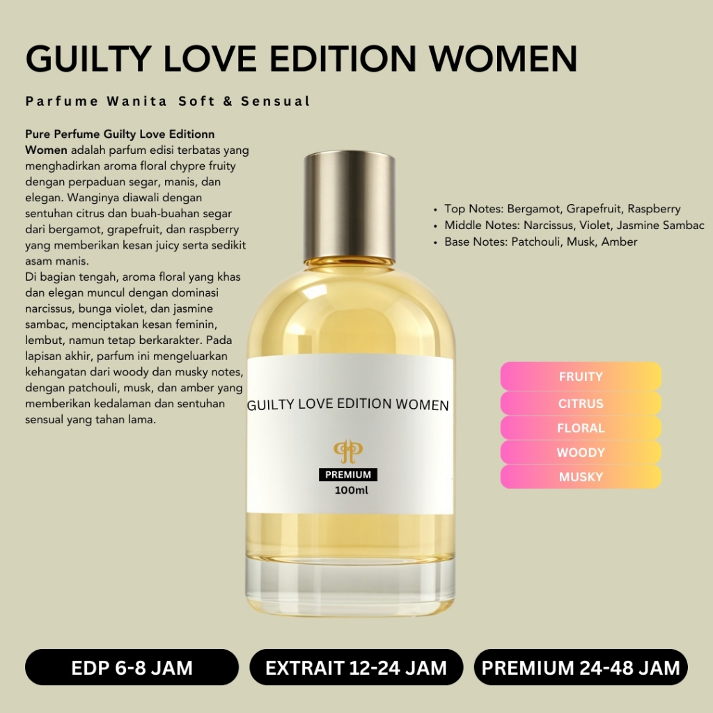Jual Pure Perfume Guilty Love Edition Women, Parfum Wanita Soft ...