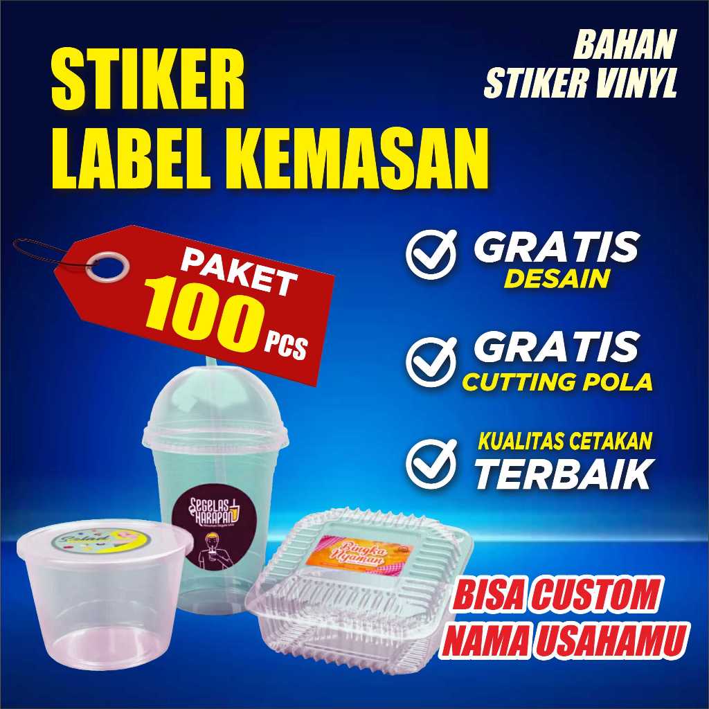 Jual Stiker Label Kemasan PAKET 100PCS, Makanan, Kue, Paket STIKER ...