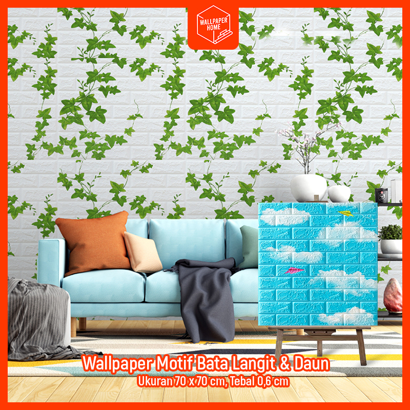 Jual Wallpaper Dinding Foam 3D Motif Awan & Daun Rambat 70x77cm kertas ...