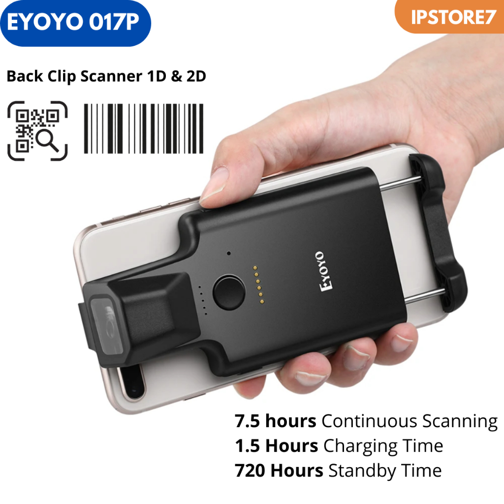 Jual Eyoyo Scanner Barcode 1D & 2D Bluetooth Back Clip Portable ...