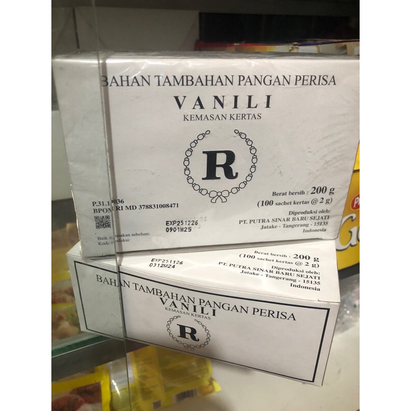 Jual ( 1 box ) Vanili R , Vanili bubuk R , tambahan pangan sachet ...