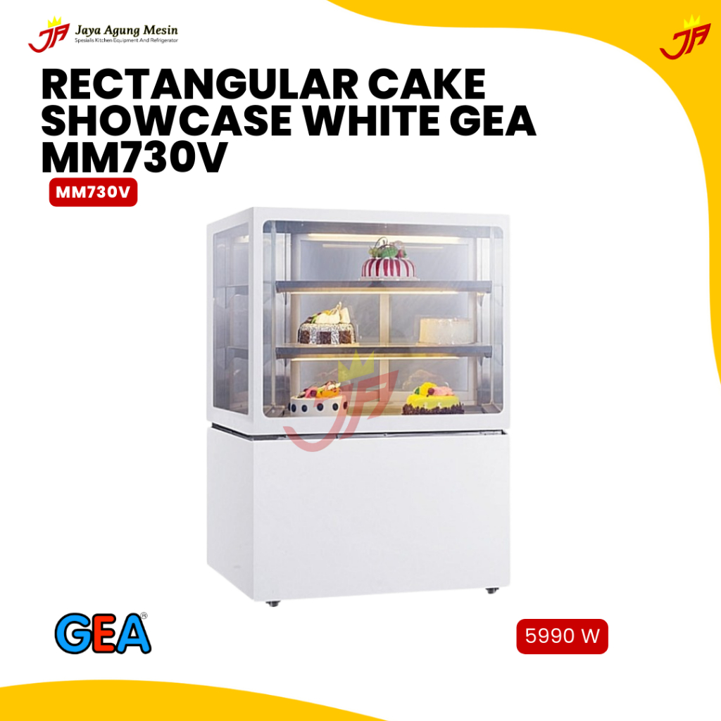 Jual GEA Rectangular Cake Showcase White MM730V | Shopee Indonesia