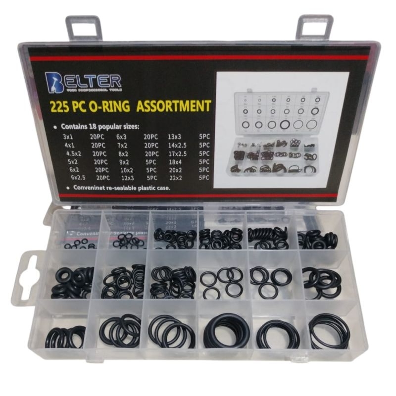Jual KARET O RING SEAL 225 PCS ELTER 3MM S/D 22MM ORING DAN BOX PVC | Shopee Indonesia