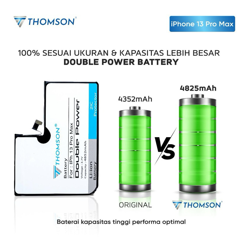Jual BATERAI BATTERY DOUBLE POWER IPHONE 14(4000mah)THOMSON ORIGINAL 100% | Shopee Indonesia