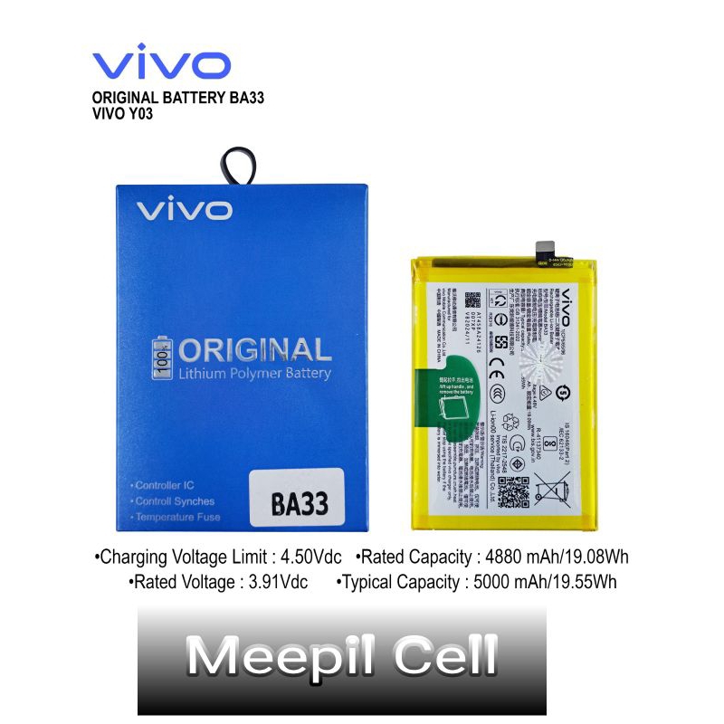 Jual BATTERY BATRE BATERAI VIVO Y03 BA33 ORIGINAL 100% ORIGINAL ...