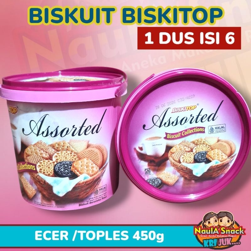 Jual Biskuit Assorted Biskitop 1 Dus isi 6 toples bisa ecer | Shopee ...