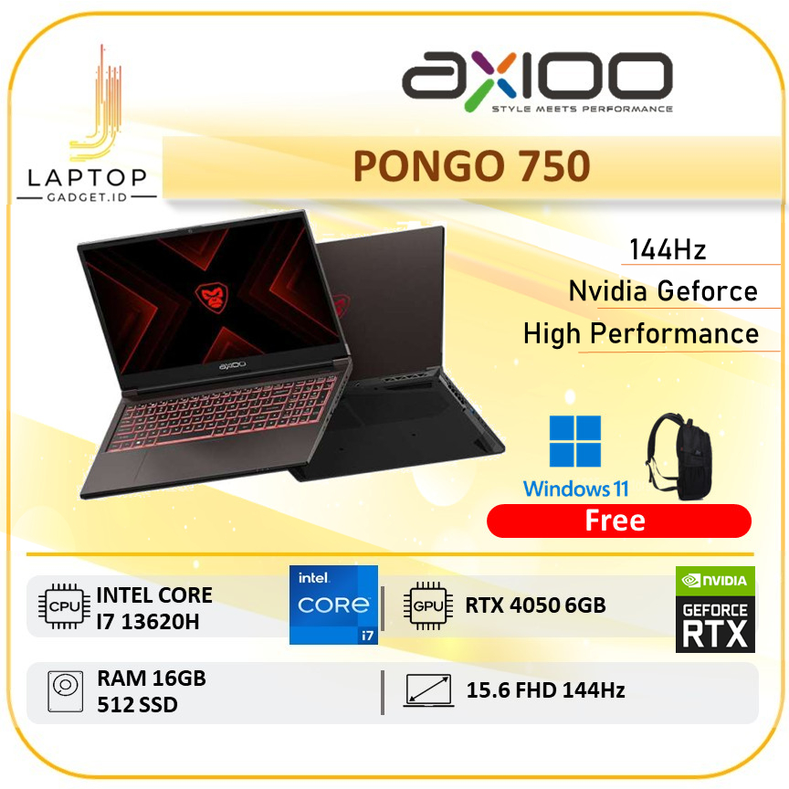 Jual Laptop Axioo Pongo 750 Nvidia RTX4050 6GB Intel i7 13620H 16GB ...