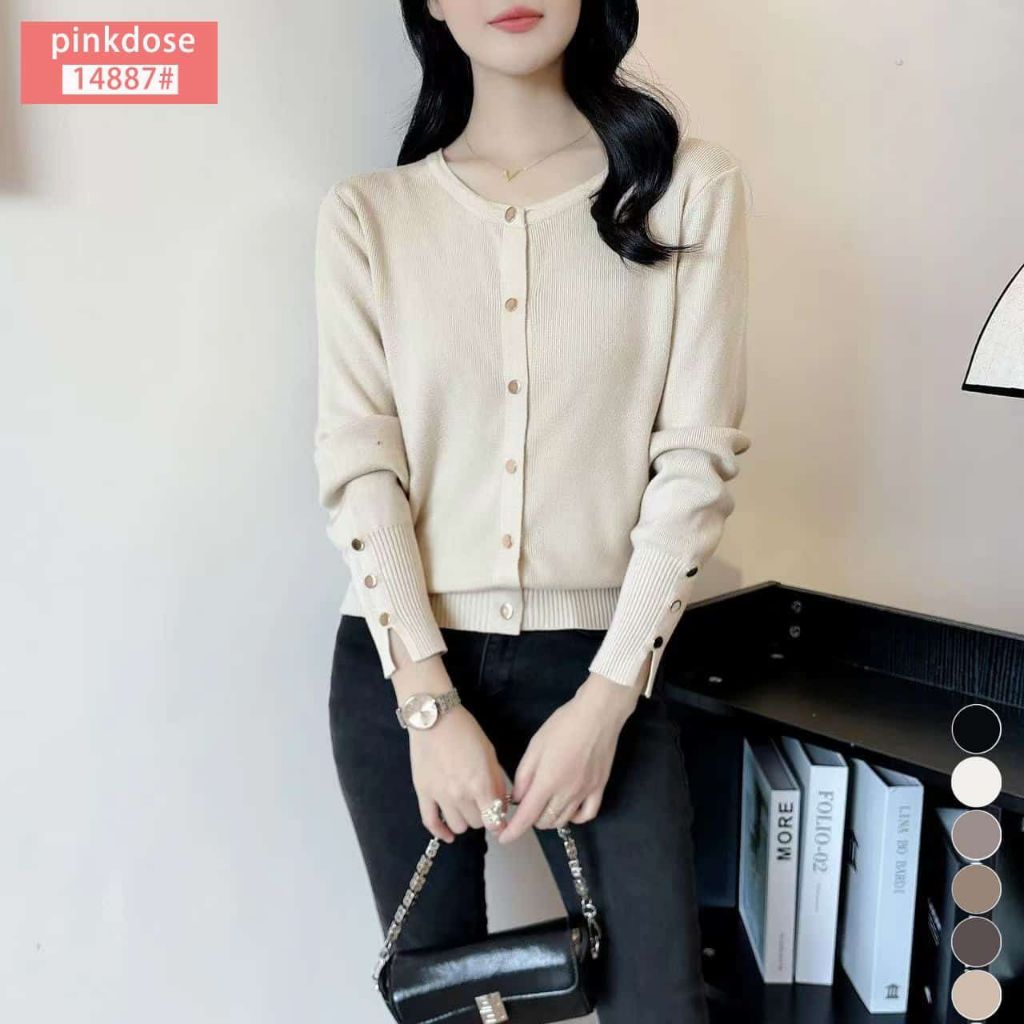 Jual CARDIGAN WANITA 14887# PINKDOSE INARA RAJUT PREMIUM [FULL KANCING ...