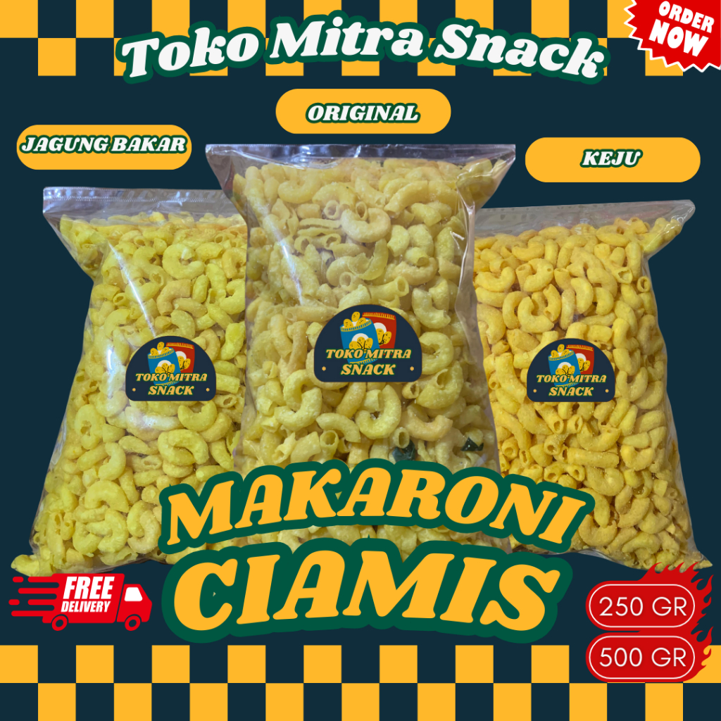 Jual (250-500 GR) Cemilan Makaroni rasa Original, Keju, dan Jagung ...