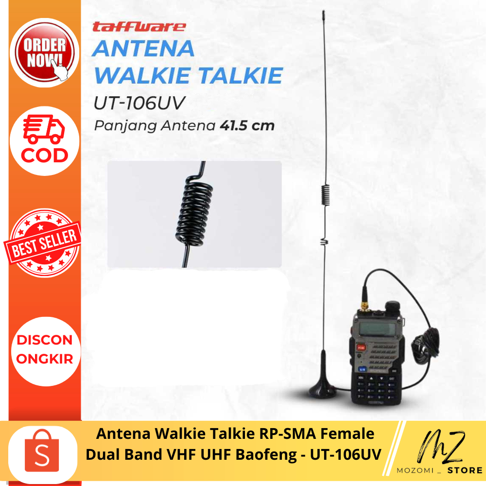 Jual Antena Walkie Talkie RP-SMA Female Dual Band VHF UHF Baofeng - UT-106UV | Shopee Indonesia