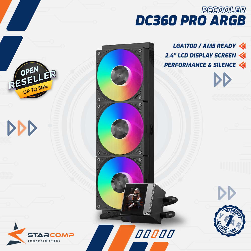 Jual PCCooler DC360 PRO ARGB DISPLAY Black / White 360mm Liquid Cooler ...