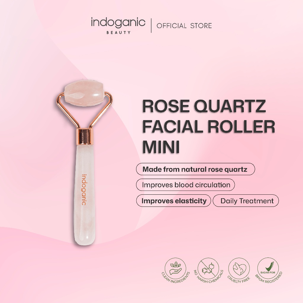Jual Indoganic Beauty Rose Quartz Facial Roller Mini/Roller Wajah/Alat ...