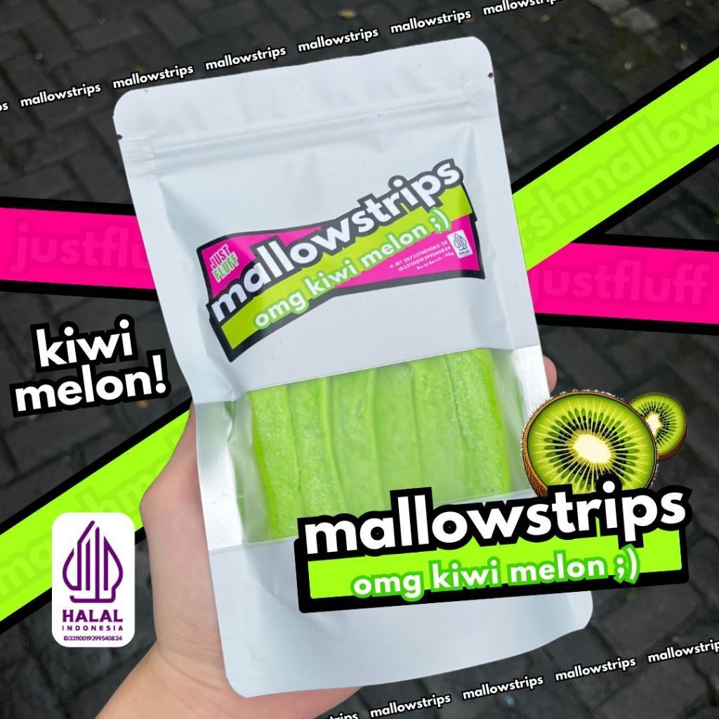 Jual Mallow Strips OMG Kiwi Melon JustFluff Marshmallow [HALAL ...