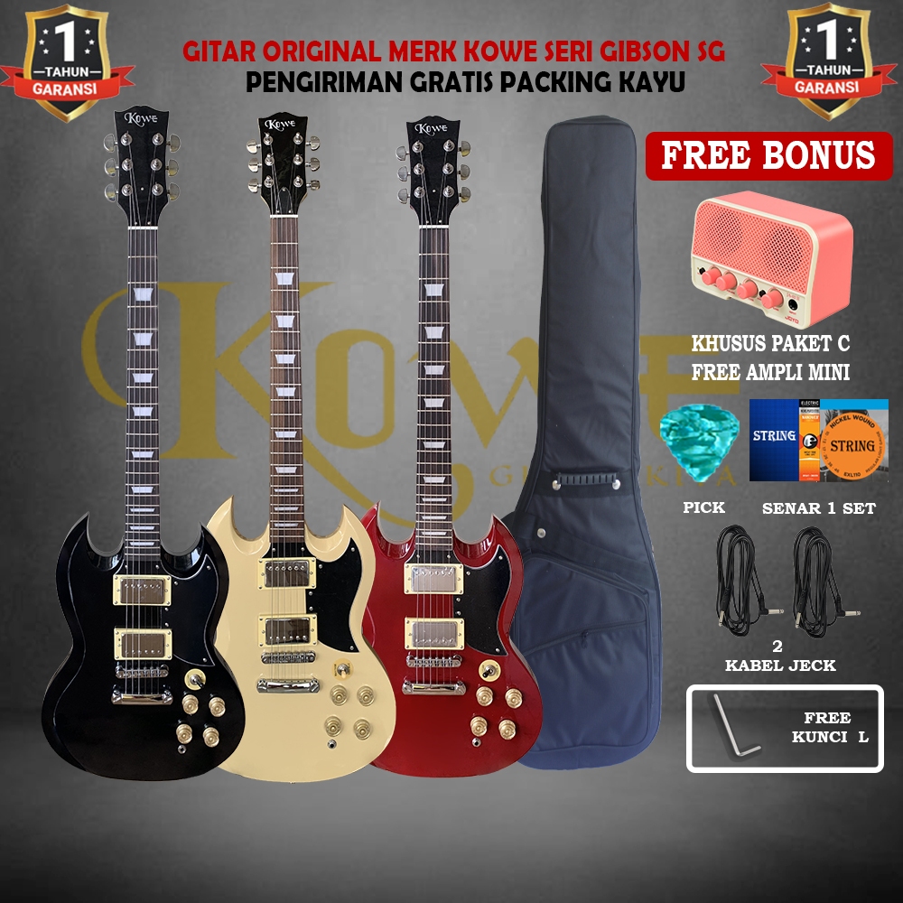 Jual Kowe Gitar Listrik Original Merk KOWE Seri Gibson SG | Shopee ...