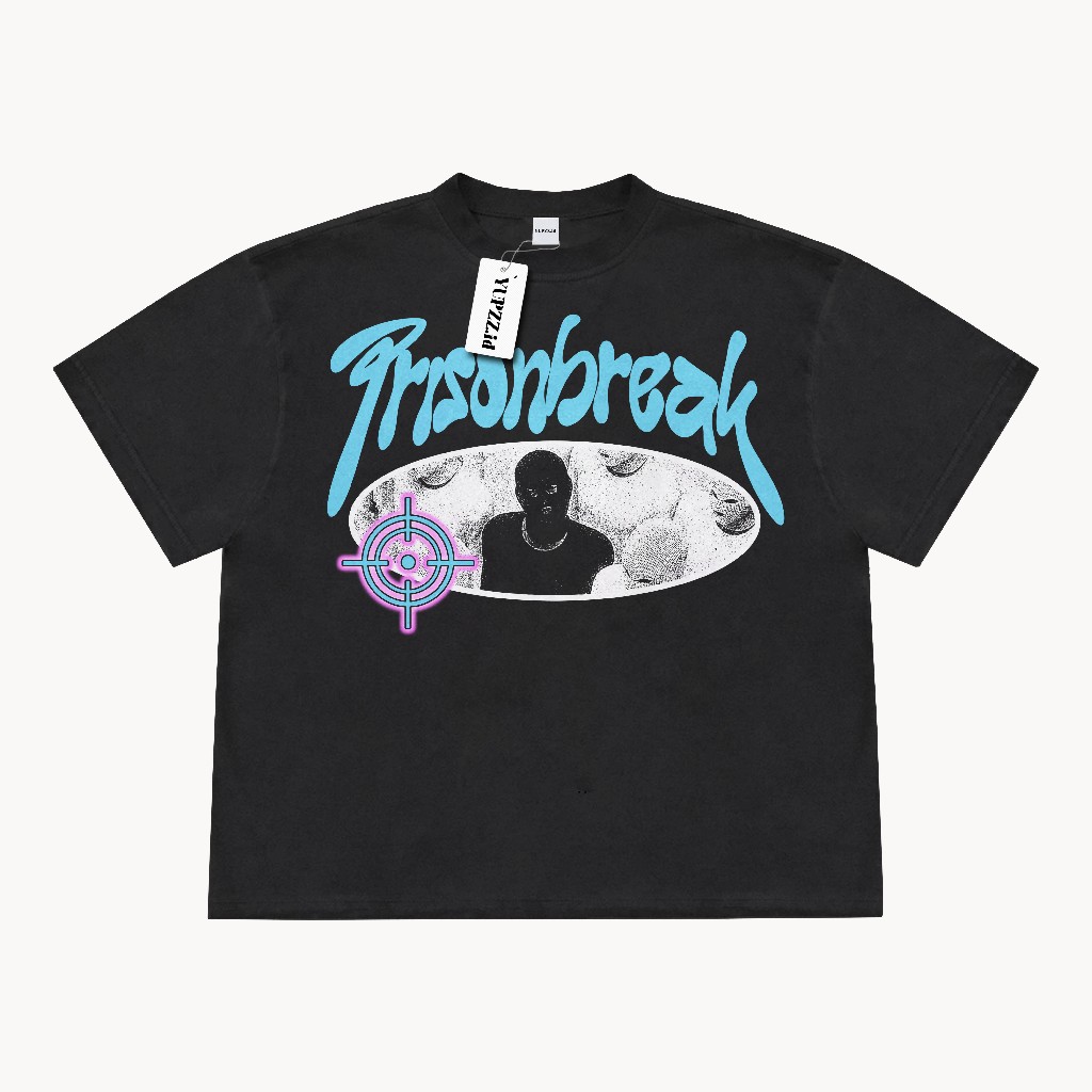 Jual Kaos Boxy Fit Oversized Prison break Black Pria Dan Wanita Combed ...