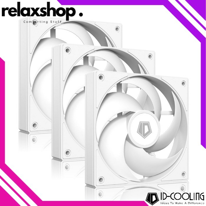 Jual ID-COOLING AS-120-W Trio 120mm White Computer Case Fans 3 Pack ...