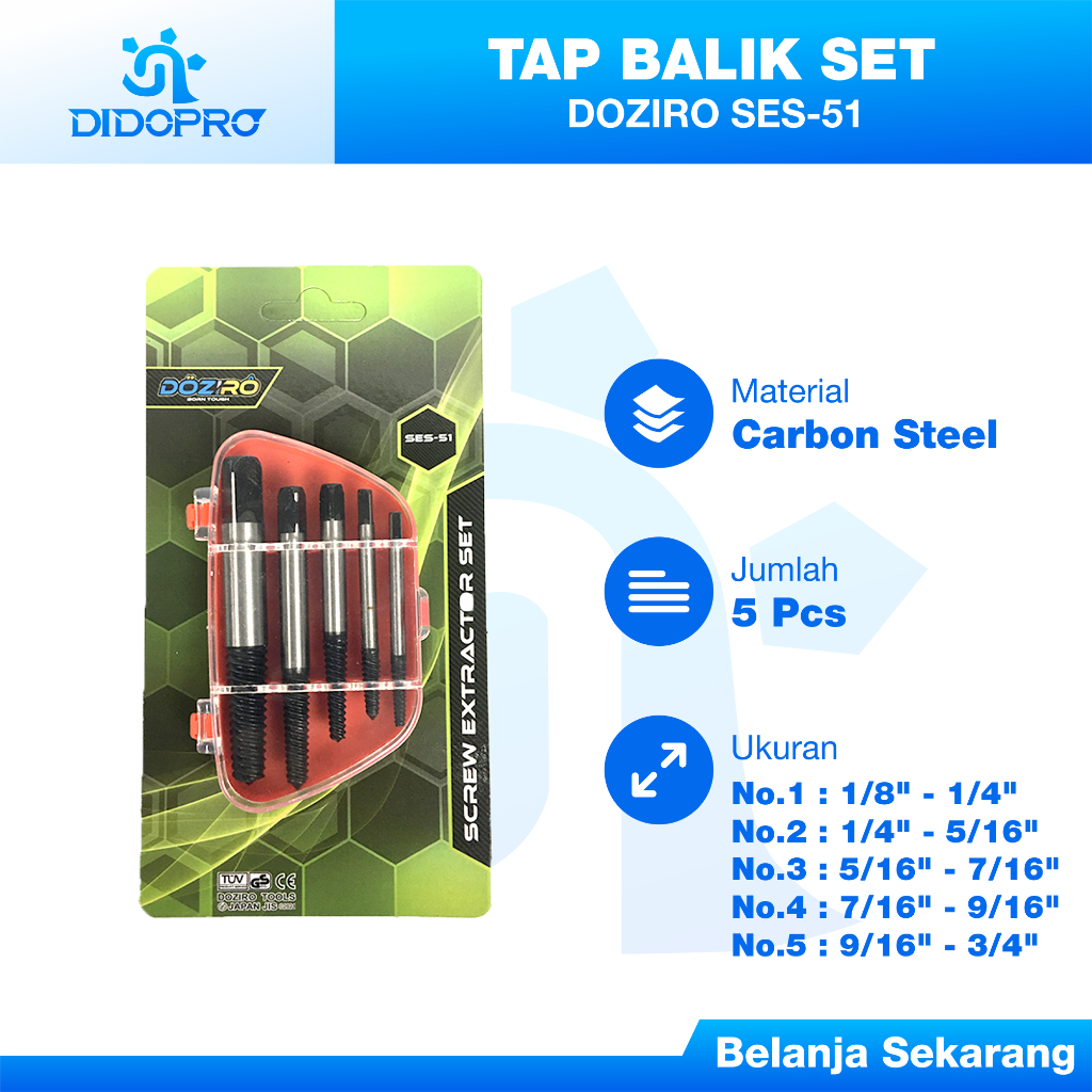 Jual Tap Balik Set 5pc Alat Pembuka Baut Rusak Berkualitas / Screw ...