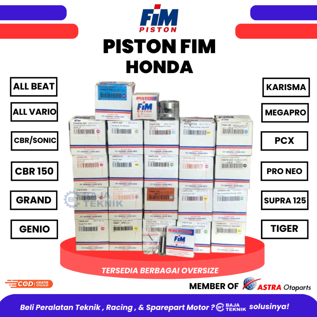 Jual FIM PISTON KIT HONDA BEAT BEAT F1 BEAT ESP CBR/SONIC GRAND GENIO ...