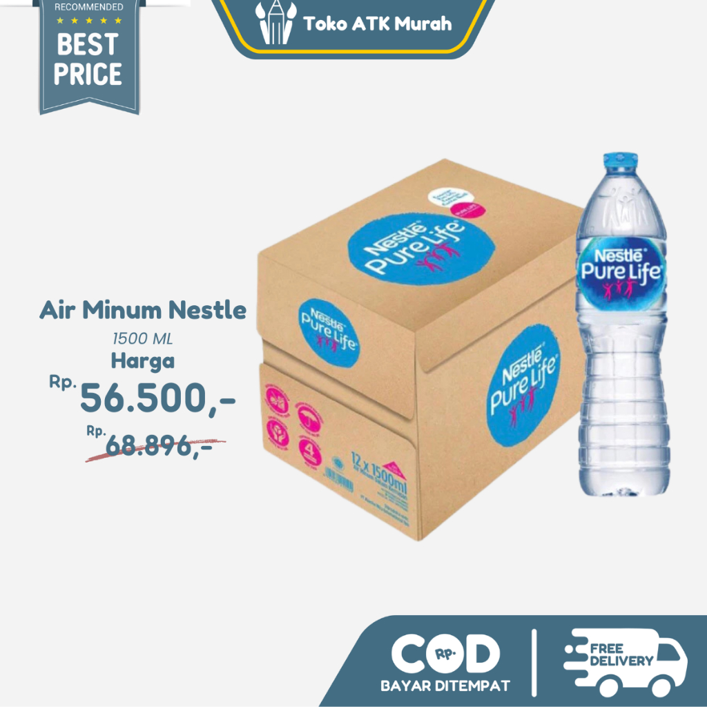 Jual 1 DUS Air Minum Kemasan Botol Nestle Pure Life 1500ml isi 12 Botol ...