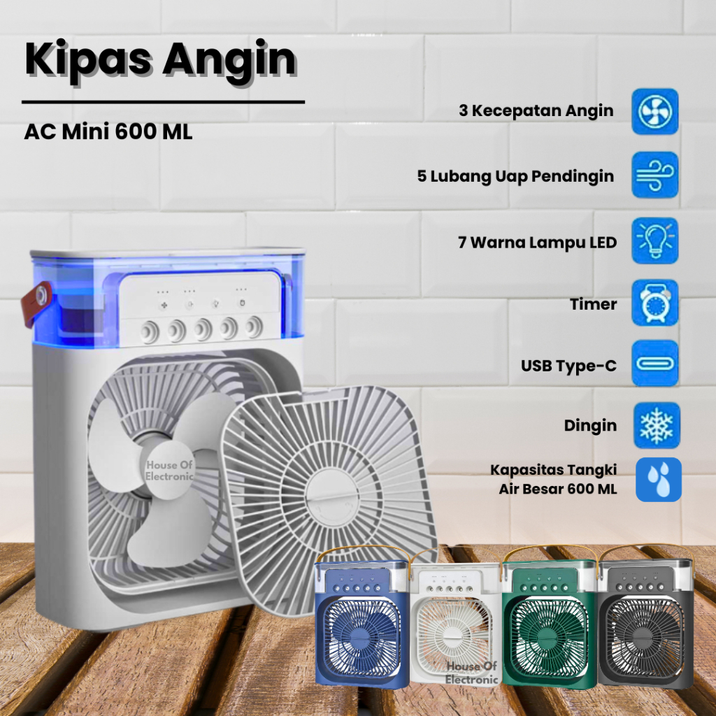 Jual Kipas Angin AC Mini Pendingin Ruangan 600 ML Kipas Angin AC ...
