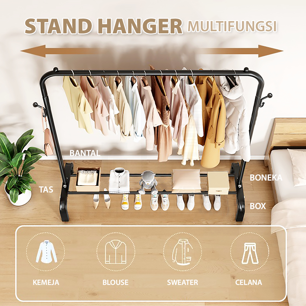 Jual HUGO Stand Hanger Gantungan Baju Berdiri Bahan Besi Tempat Gantung ...