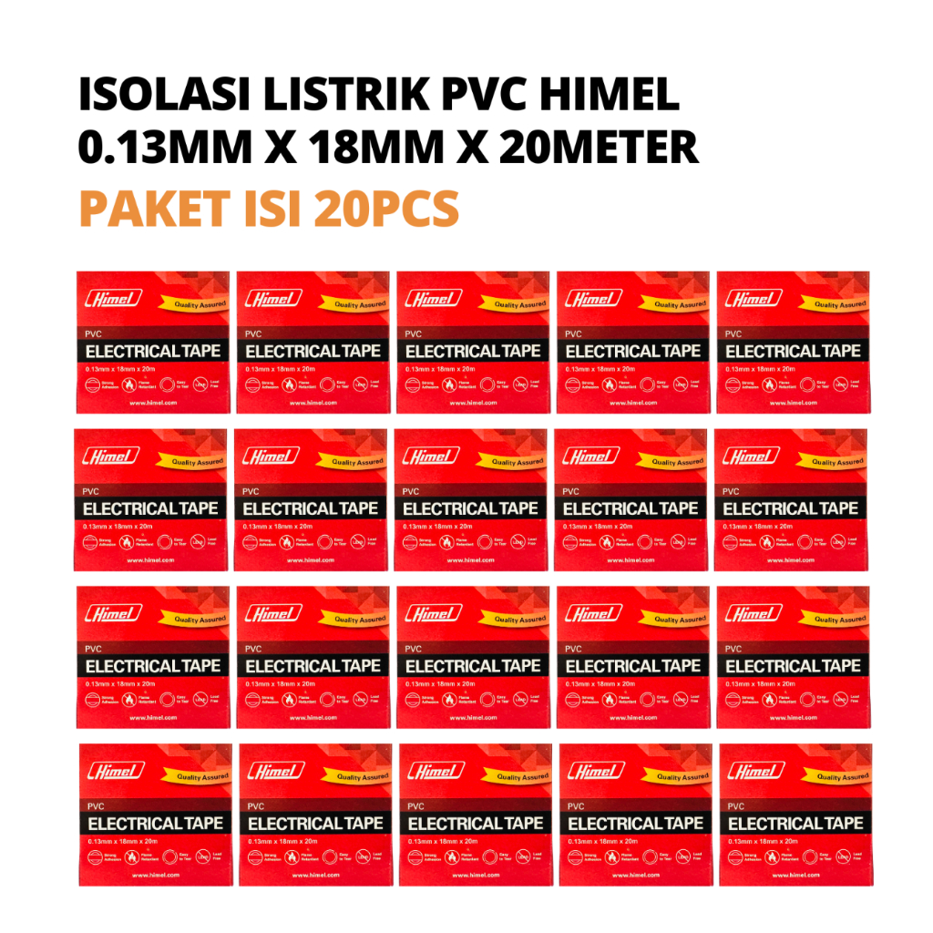 Jual Isolasi Listrik Himel Solasi Kabel Tape Hitam 0.13mm x 18mm x 20Meter Original Ori | Shopee ...