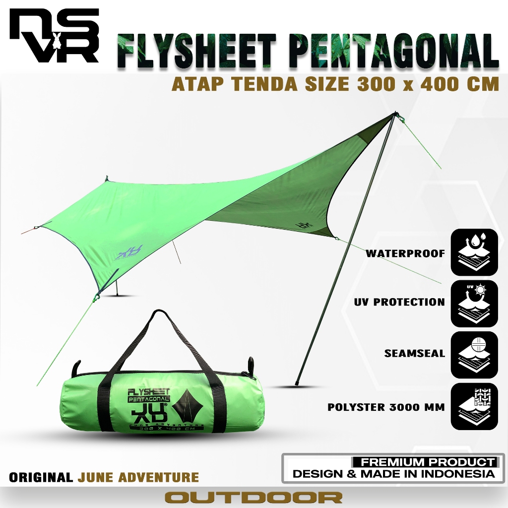 Jual flysheet pentagonal June Adventure 300 x 400 cm flysheet full ...