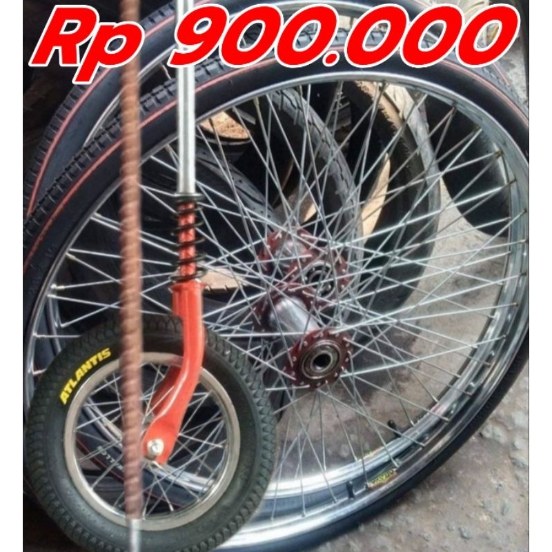 Jual ASLI VELG ARAYA, FULL SET RODA GEROBAK VELG BECAK TINGGAL PASANG ...