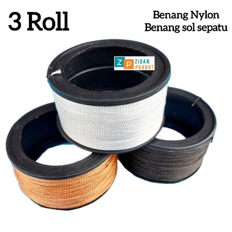 Jual 3 Roll Benang Nylon Benang Sol Sepatu Warna Lengkap Hitam Putih ...