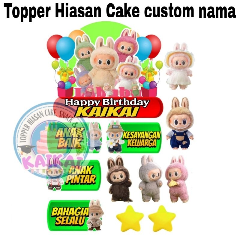 Jual Topper Labubu custom nama hiasan Kue happy Birthday | Shopee Indonesia